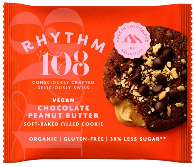 Rhythm 108 Organic Chocolate Peanut Butter Filled Cookie 50g ...