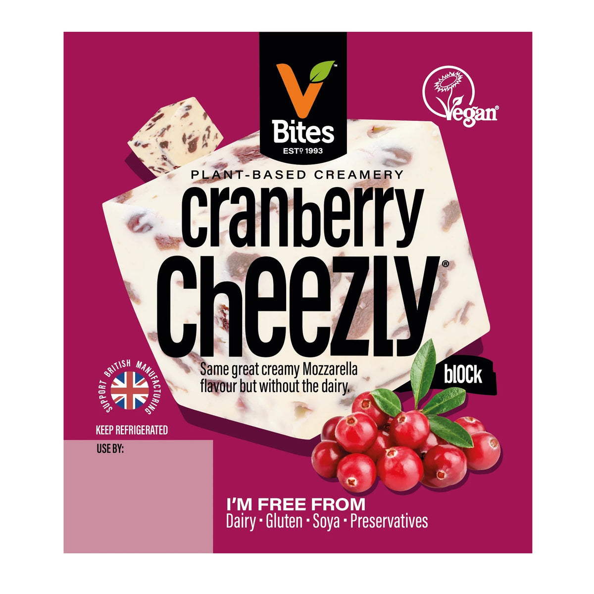 VBites Cheezly with Cranberry Block 180g – AlternativeStores.com